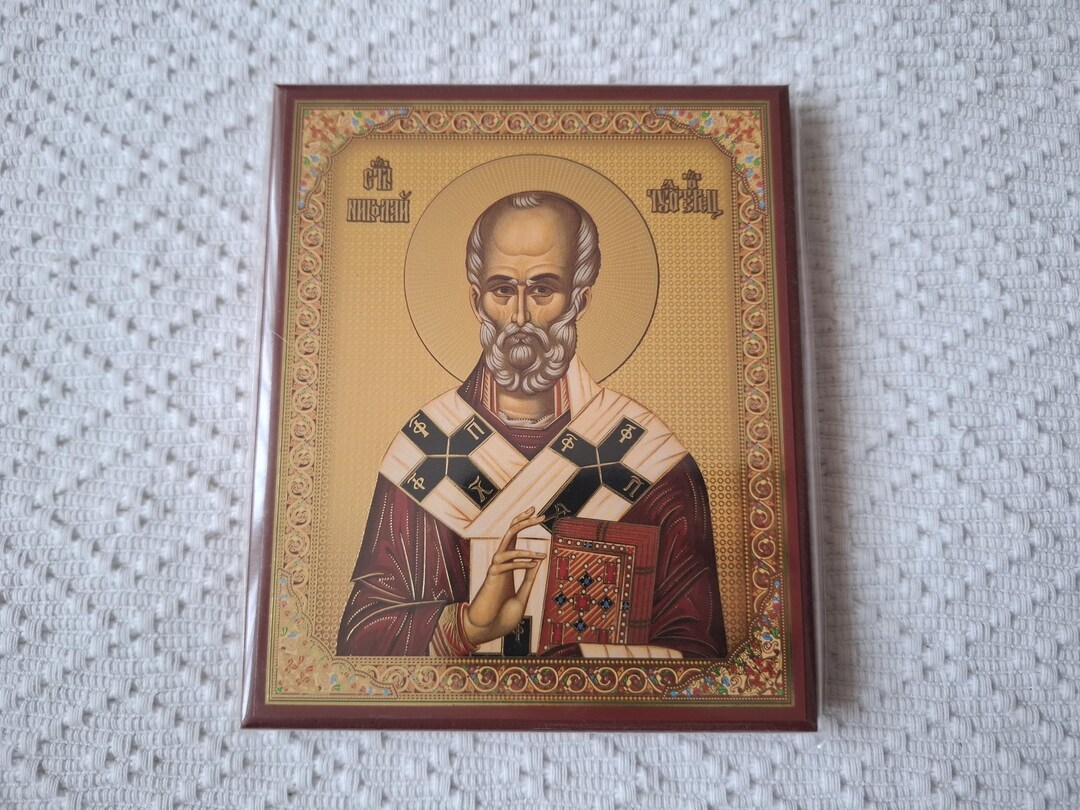 Handmade Serbian Orthodox Icon St Nicholas 12cm X 10cm (4.7in X 3.9in ...