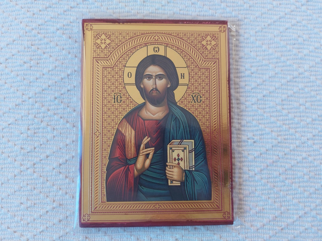 Handmade Serbian Orthodox Icon of Jesus Christ 15cm X 11cm (5.9 Inch X ...