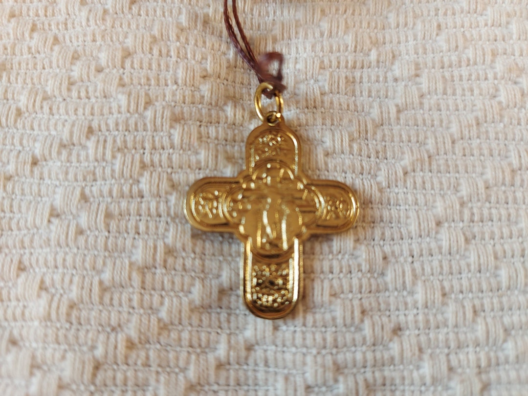 Small Christian Metal Pectoral Cross Pendant Rope Cord - Etsy