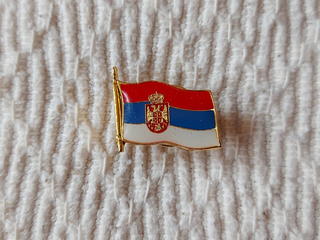 Serbian Wavy Flag Pin Badge - Etsy