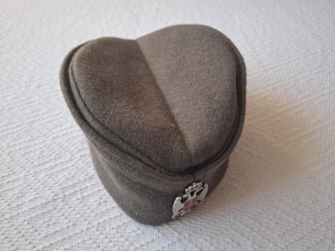 Serbian Traditional Handmade Cap Sajkaca With Kokarda Grey-olive Color ...