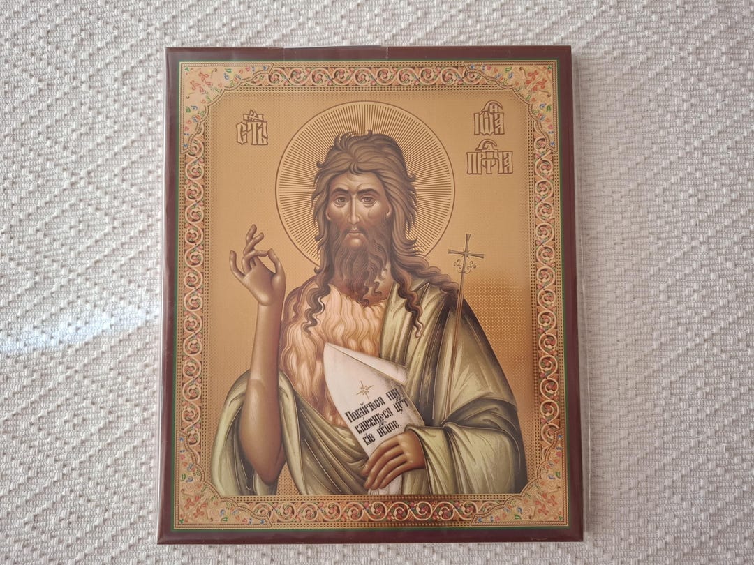 Big Handmade Serbian Orthodox Icon of St John the Baptist 25cm X 21cm ...