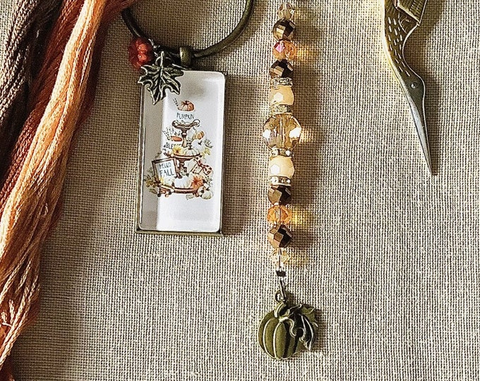 Autumn/fall Thread Keep and Beaded Scissor Charm Set - Etsy