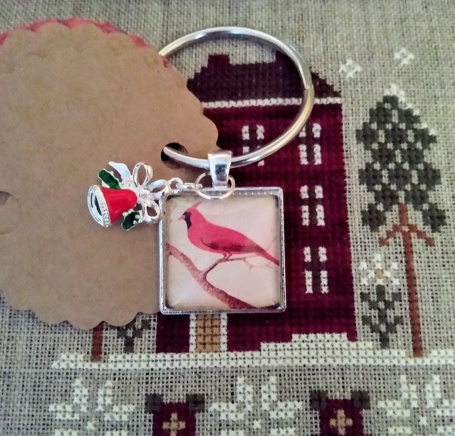 Winter Cardinal Thread Keeps With Thread Drops/cross - Etsy