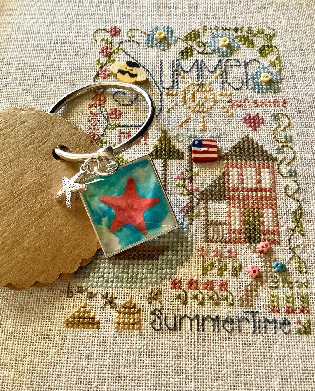 Sea/ocean Beach Thread Keeps With Thread Drops/cross Stitch/embroidery ...