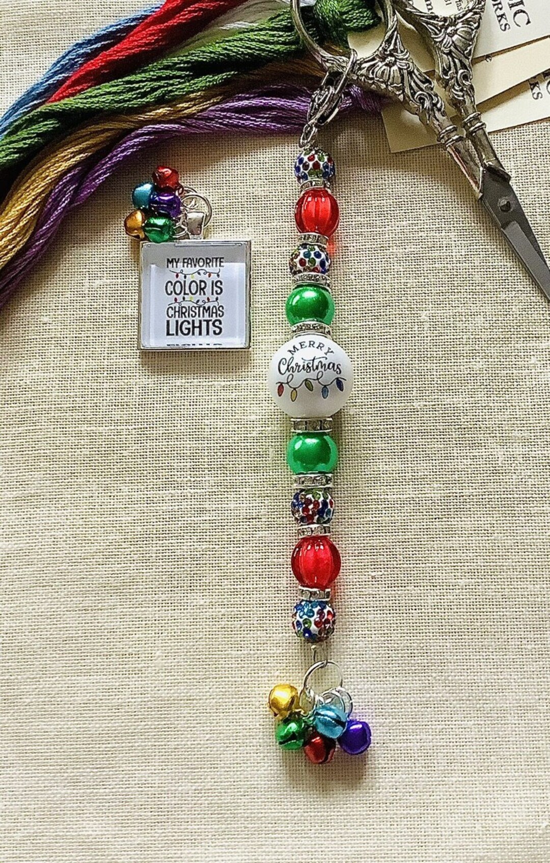 Christmas Thread Keep and Beaded Scissor Fob/scissor Charm Sets - Etsy