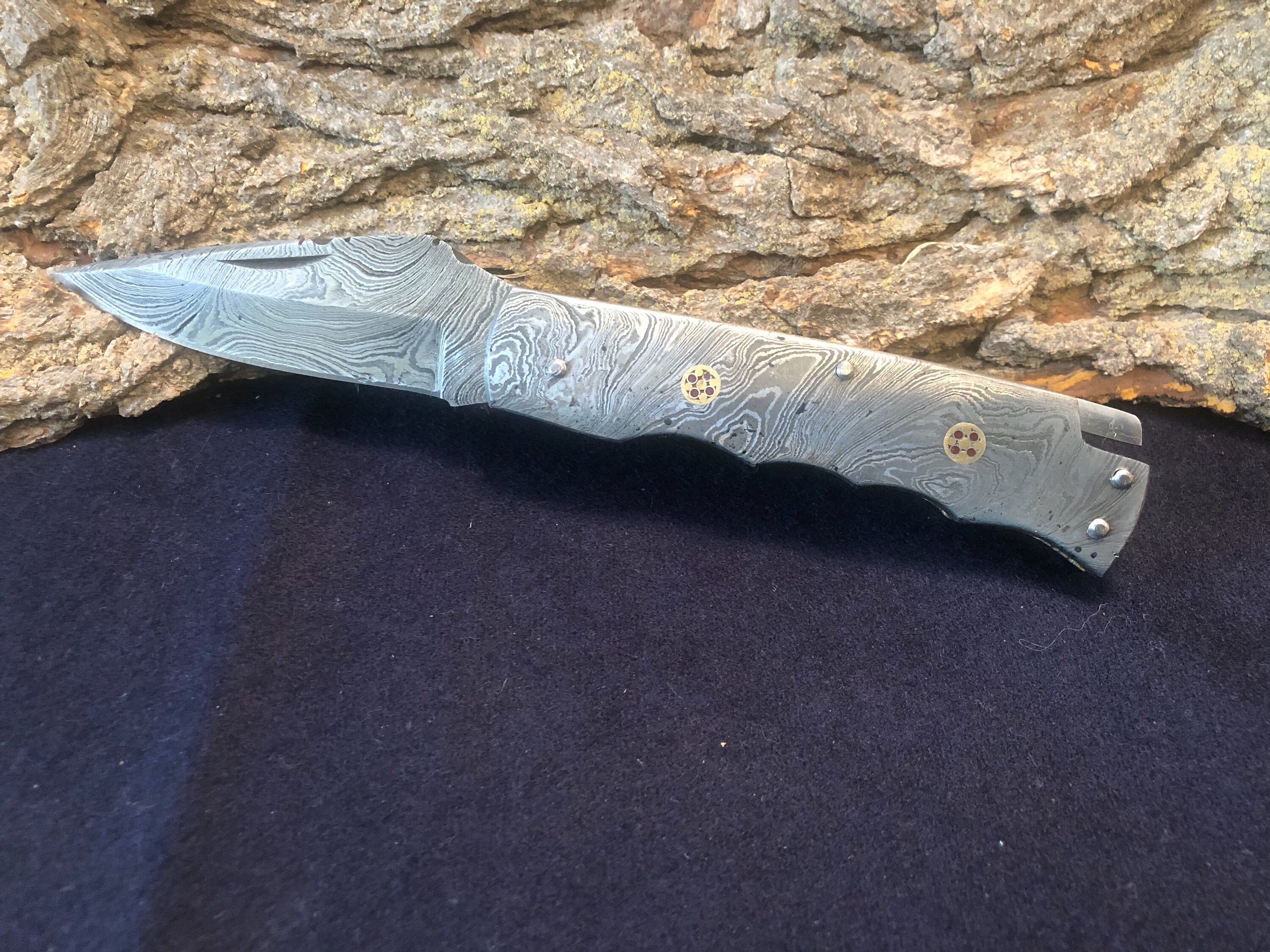 7 1/2 Handmade Damascus Twist Pattern Folding Pocket Knife W/ - Etsy