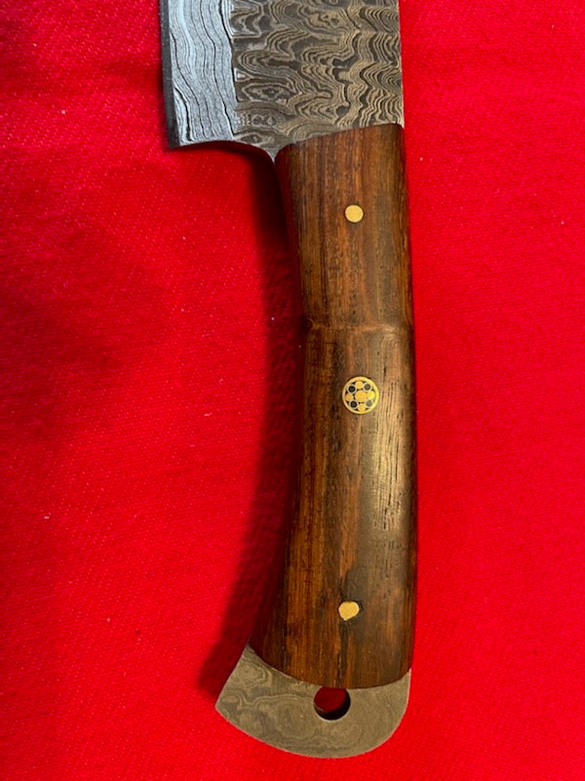 10 1/2" Handmade Full Tang Damascus Cleaver W/ Rosewood Handle *lanyard ...