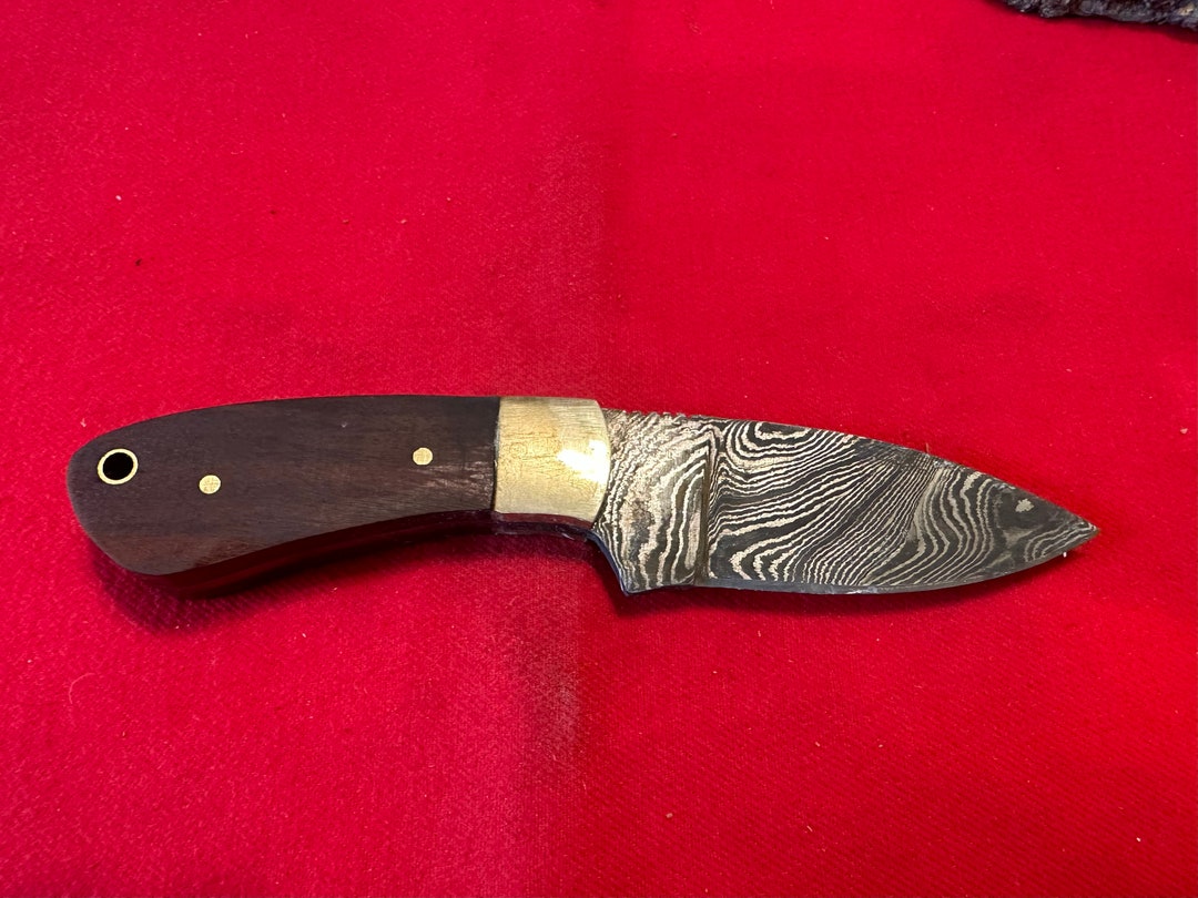 7 1/4” Handmade Damascus Skinning Knife W/ Bocote Wood Handle - Etsy