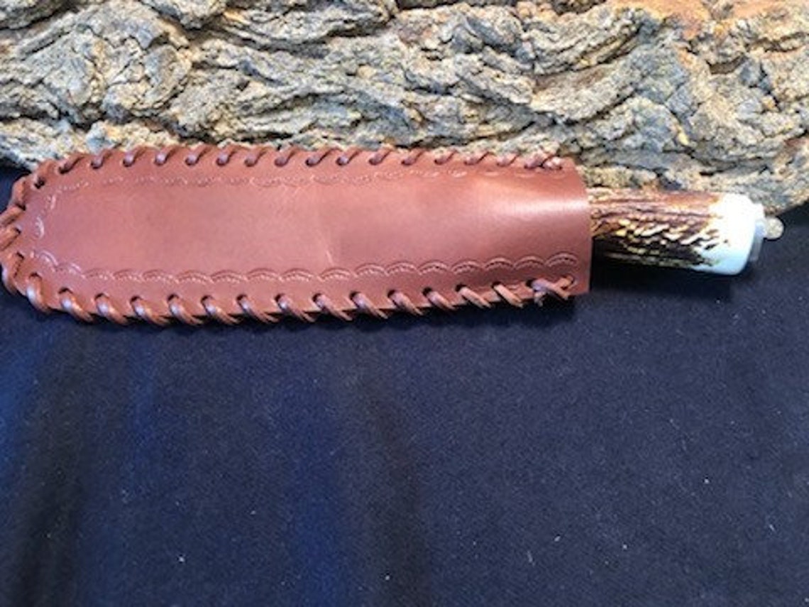 12 1/4 Handmade D2 Steel Hunting Knife W/ Antler Handle and - Etsy