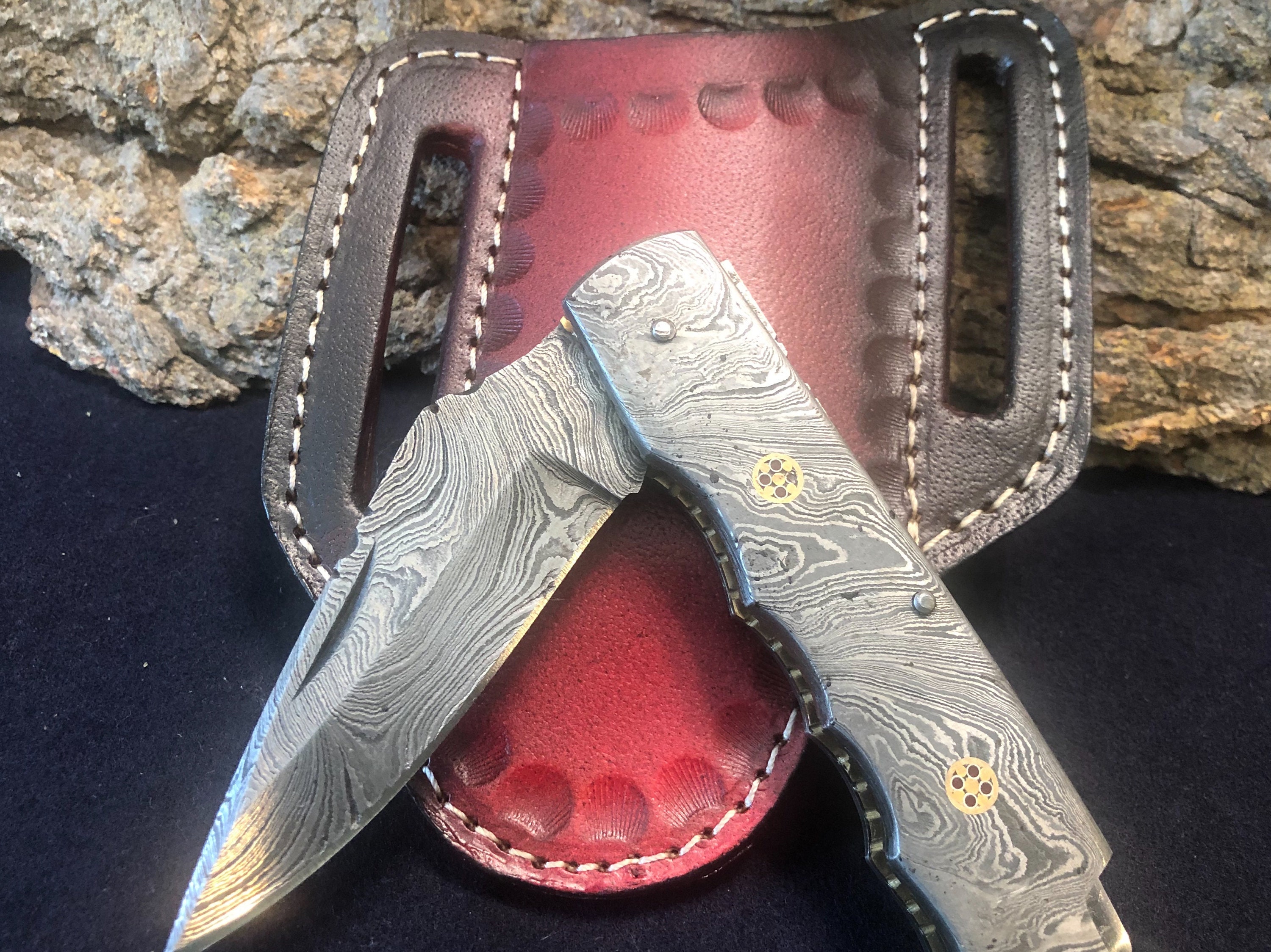 7 1/2 Handmade Damascus Twist Pattern Folding Pocket Knife W/ - Etsy