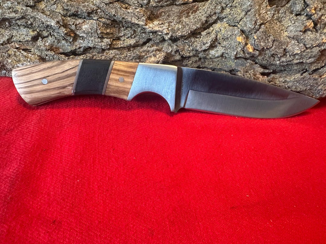 8” Handmade Full Tang Stainless Steel Skinninng Knife W/ Teak Wood and ...