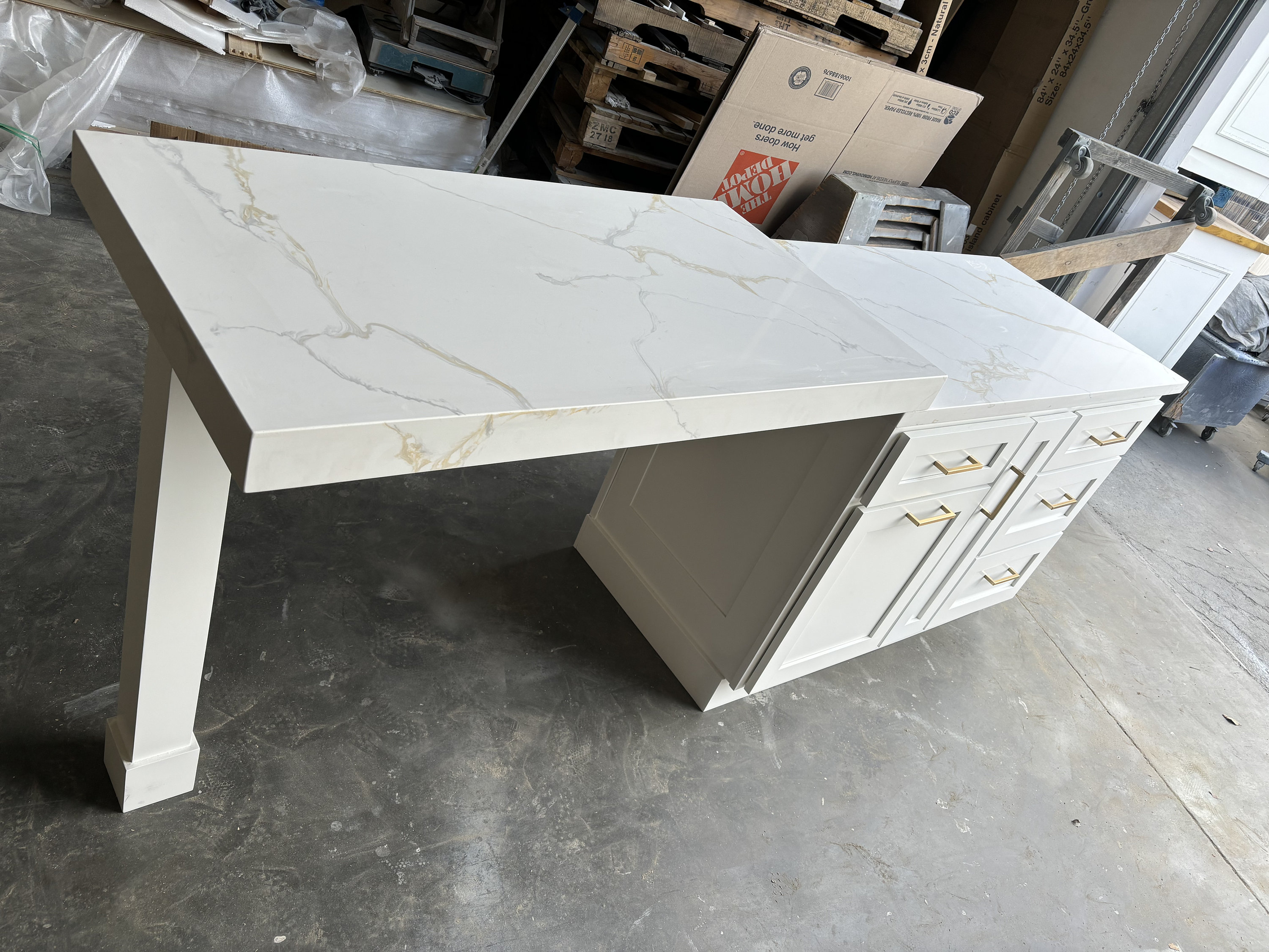 8 Ft White Kitchen Island With Quartz Top-4 Seats, Custom Welcome - Etsy