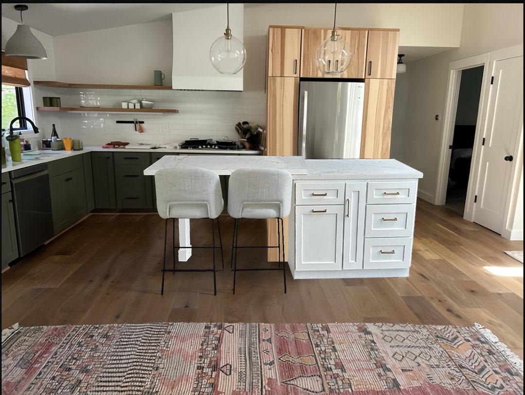 8 Ft White Kitchen Island With Quartz Top-4 Seats, Custom Welcome - Etsy