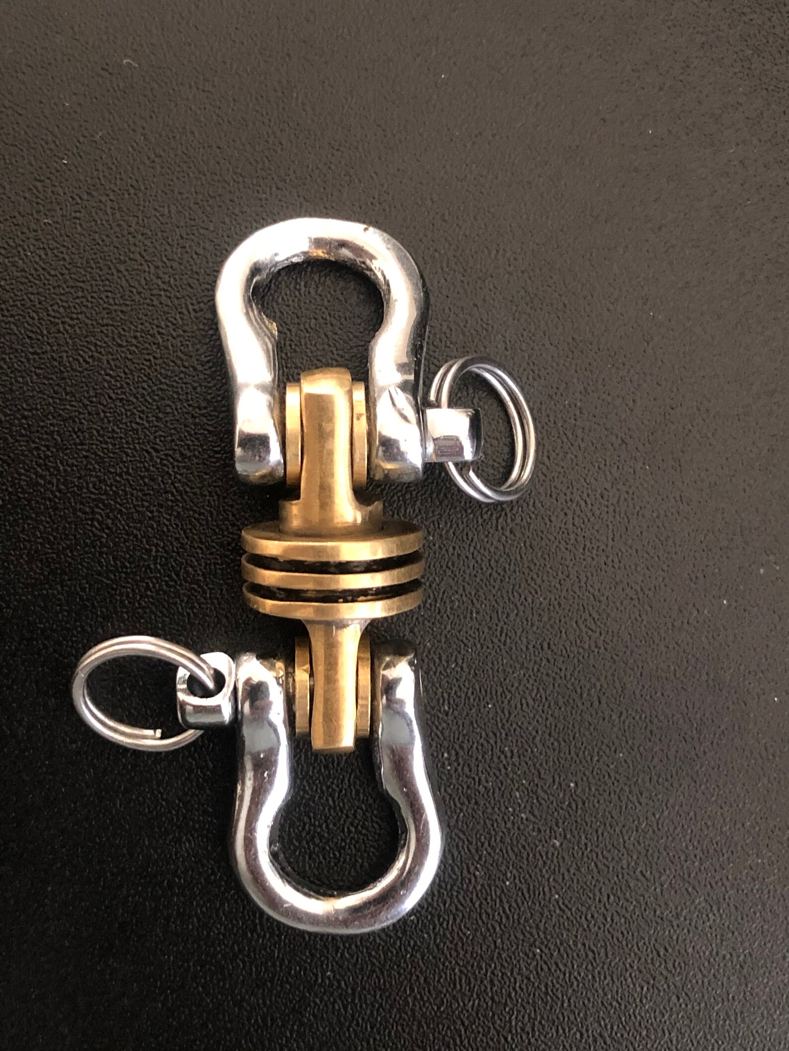 KYLINK Omega Double Shackle EDC Carabiner Keychain Key Ring With Brass ...