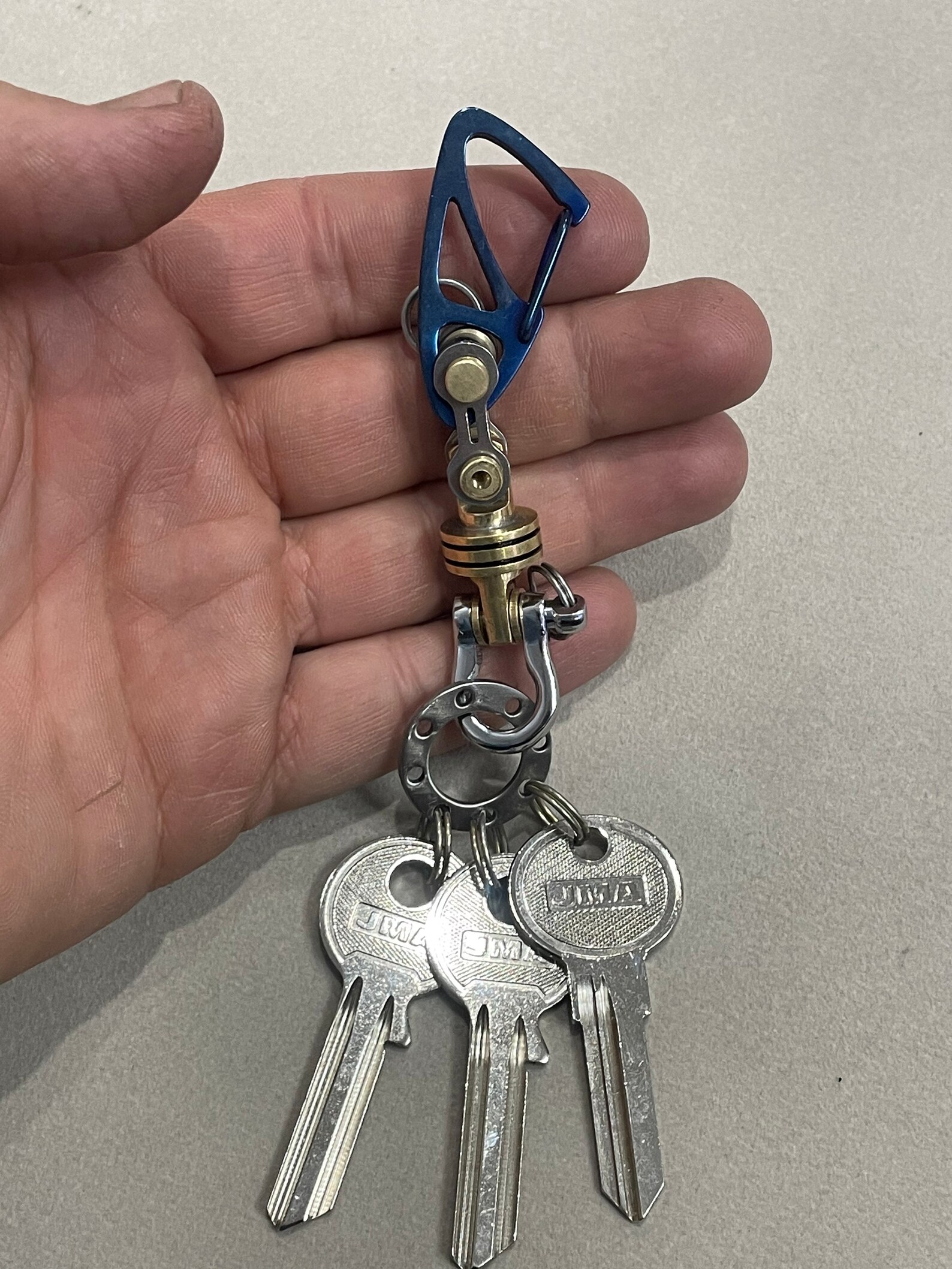 KYLINK Carabiner Split Car Key Ring, EDC Keychain Anodize in Blue Ti ...