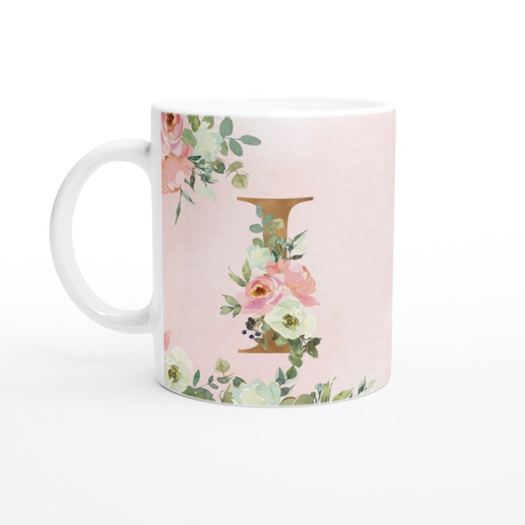 Floral Monogram Mug, Custom Monogram Mug, Personalized Monogram Mug ...