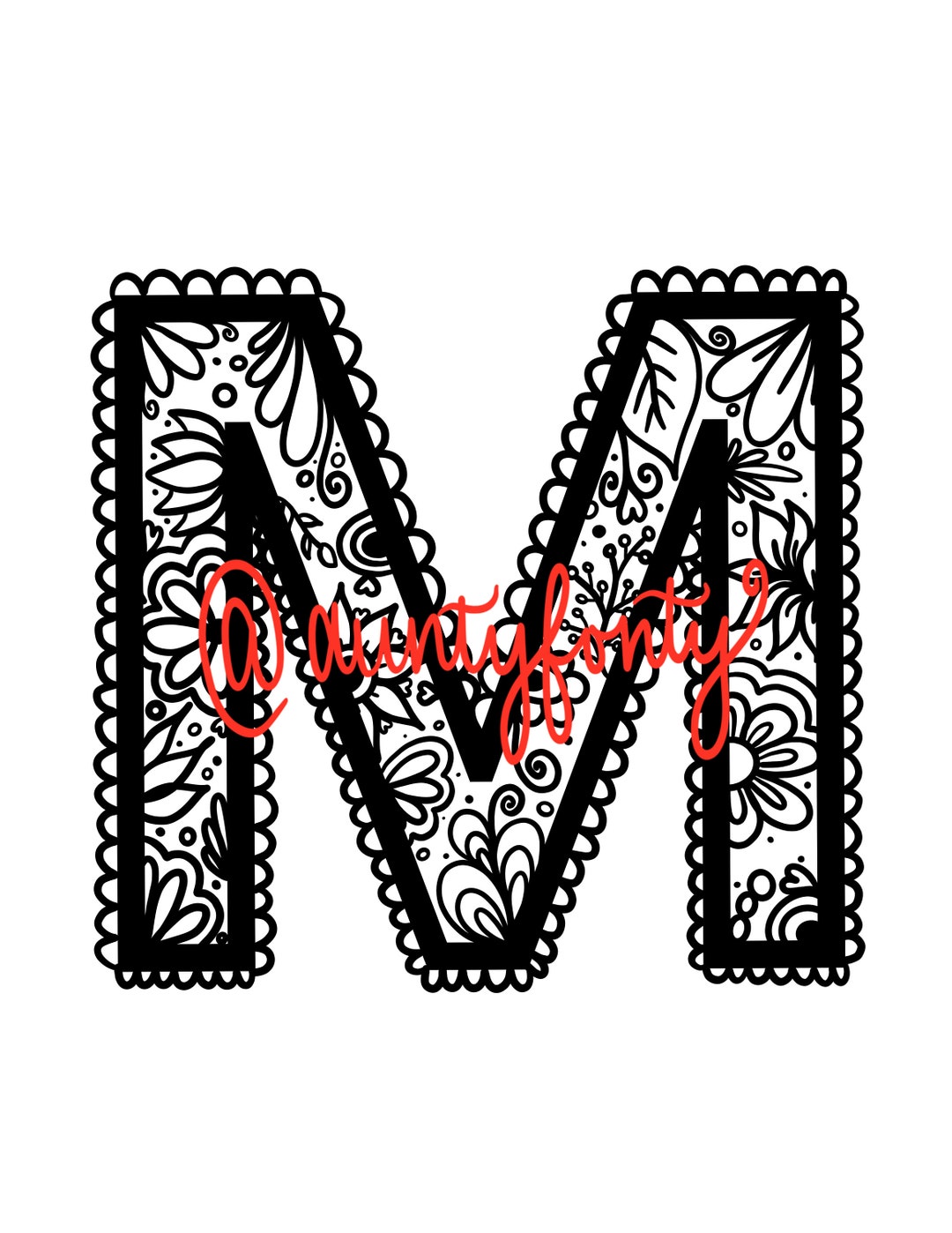 Letter 'M' Doodle Coloring Page - Etsy