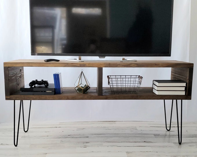 TV Stand With Hairpin Legs, Mid-century Modern, Rustic TV Stand, Modern ...