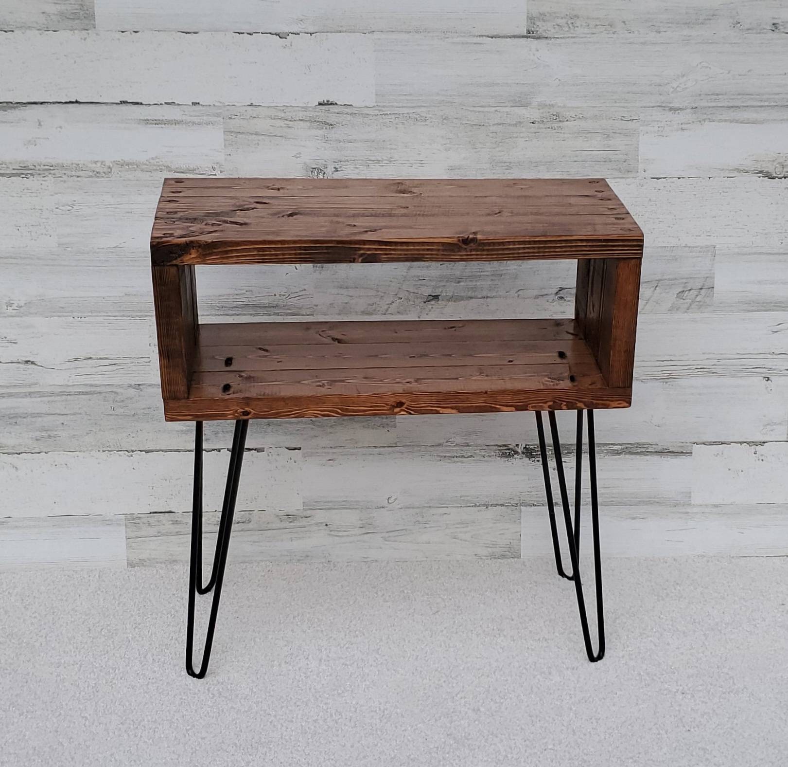 Wood Night Stand With Hairpin Legs - Etsy