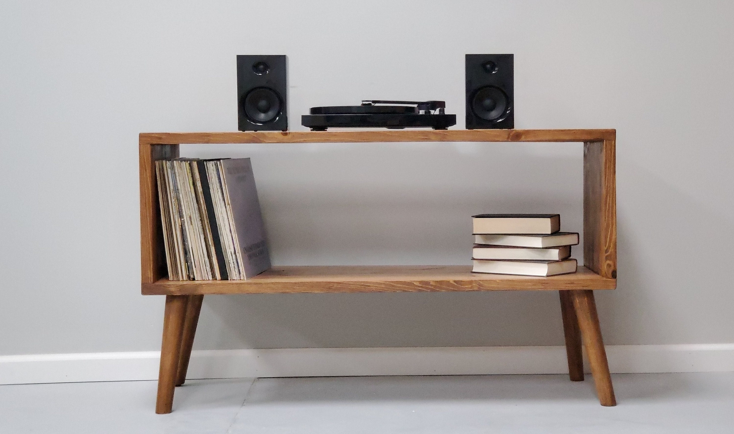 Record Stand With Vinyl Storage With Increased Depth With Wood Legs - Etsy