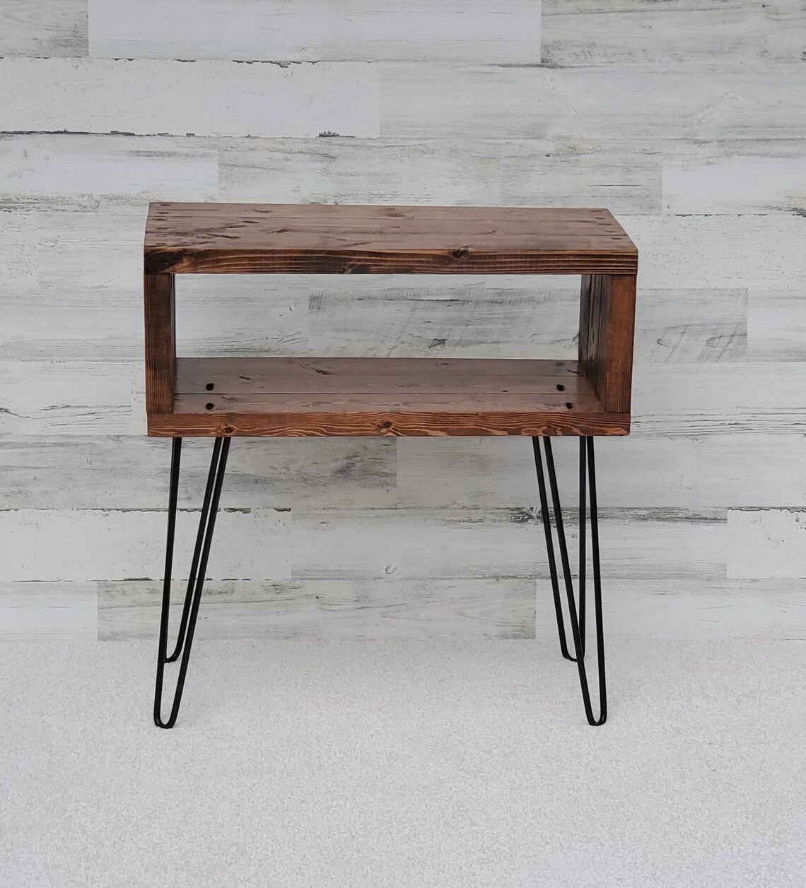 Wood Night Stand With Hairpin Legs - Etsy