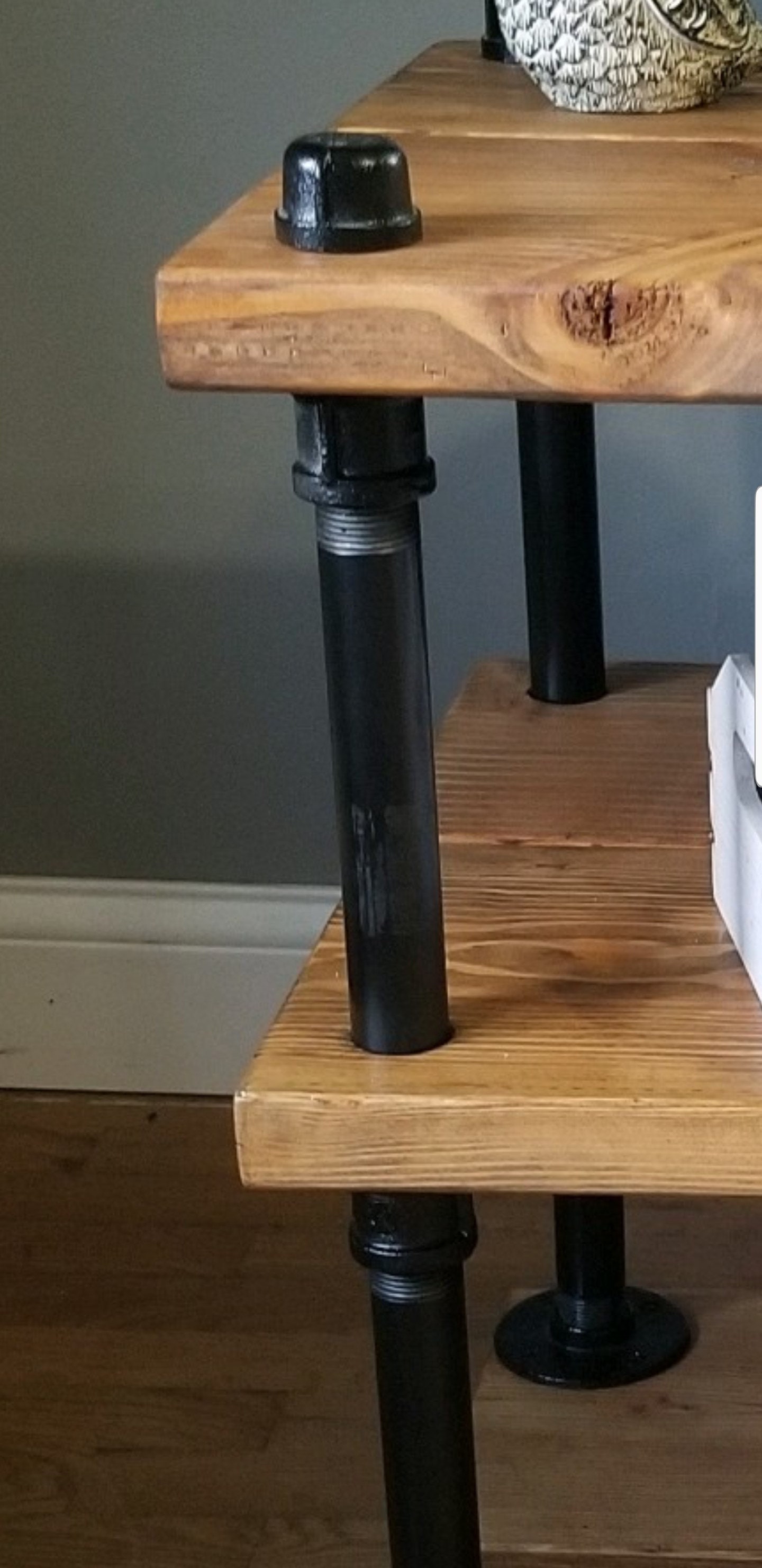 Rustic End Tables With Industrial Pipe Supports - Etsy