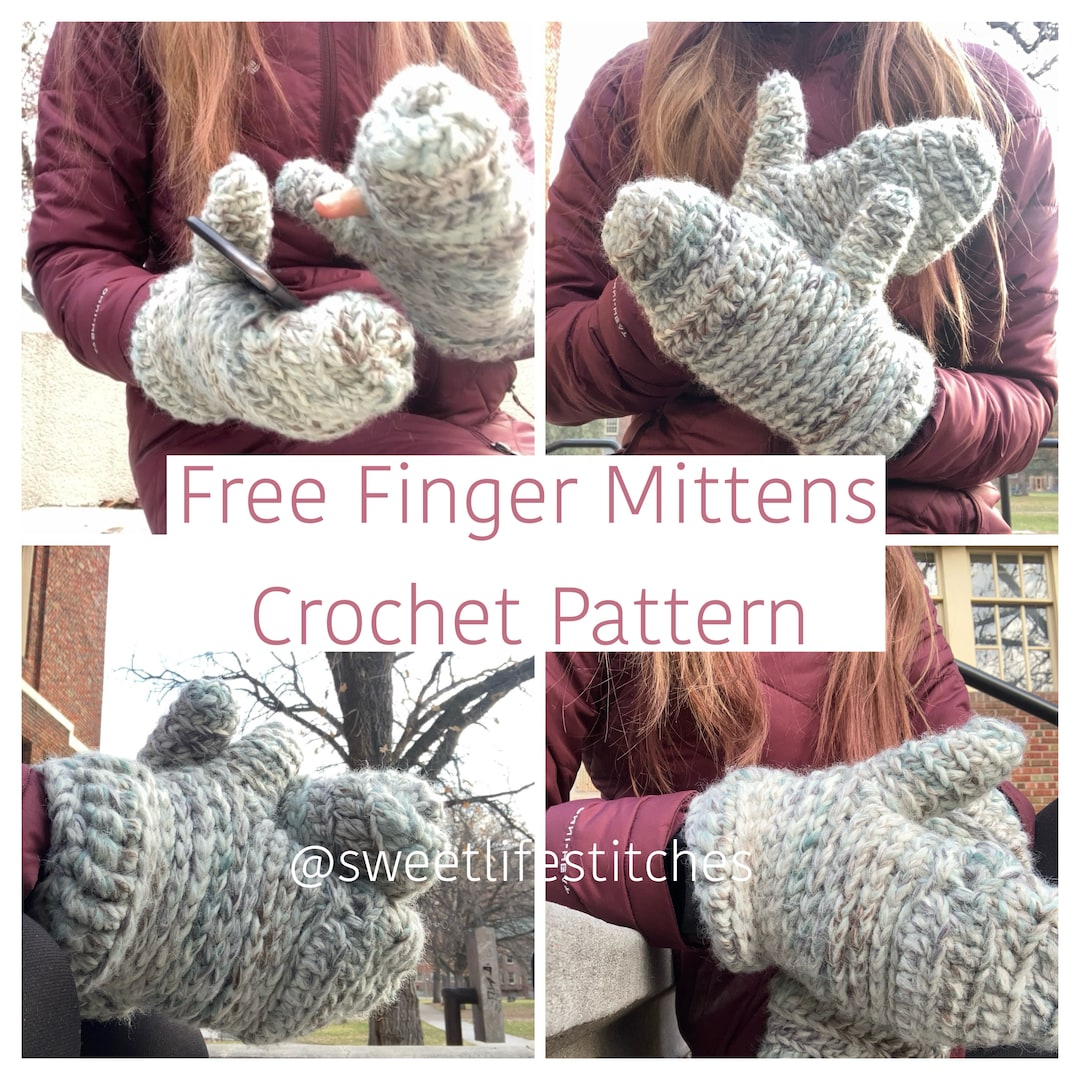 Free Finger Mittens Crochet Pattern PDF L Digital Pattern L Device ...