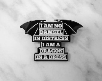 Feminist Enamel Black Lapel Dragon Pin I Am No Damsel in - Etsy