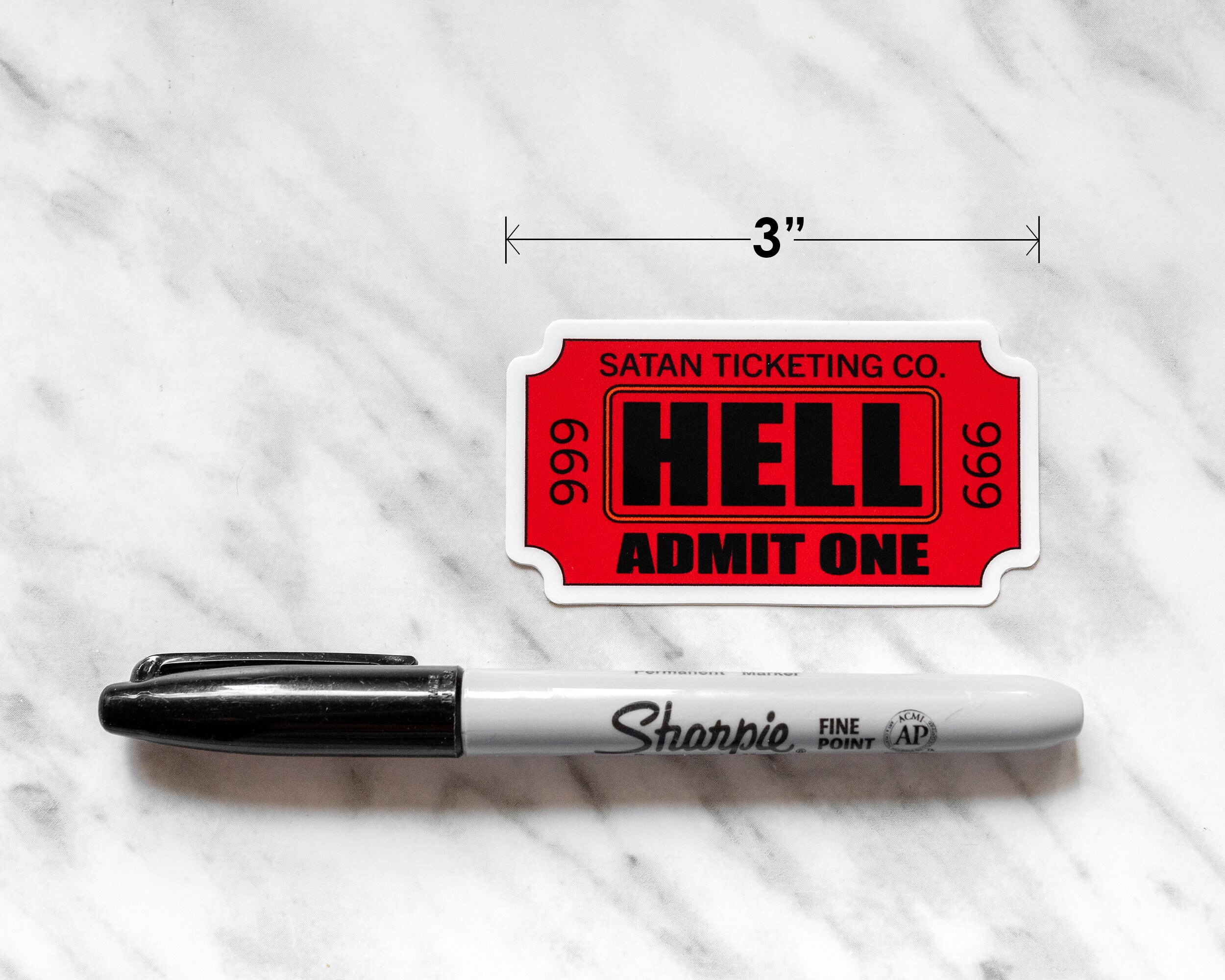 Funny Ticket to Hell Admit One Vinyl Sticker Decal Ticket - Etsy