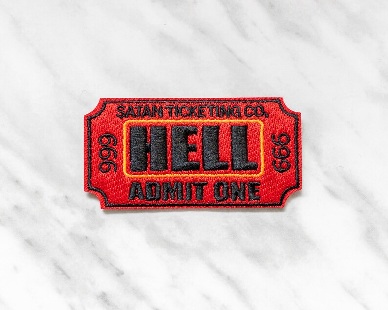 Ticket to Hell Admit One Iron On Embroidered Patches for Denim | Etsy