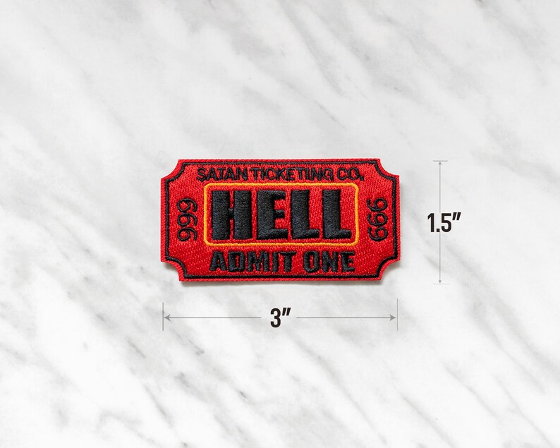 Ticket to Hell Admit One Iron On Embroidered Patches for Denim | Etsy