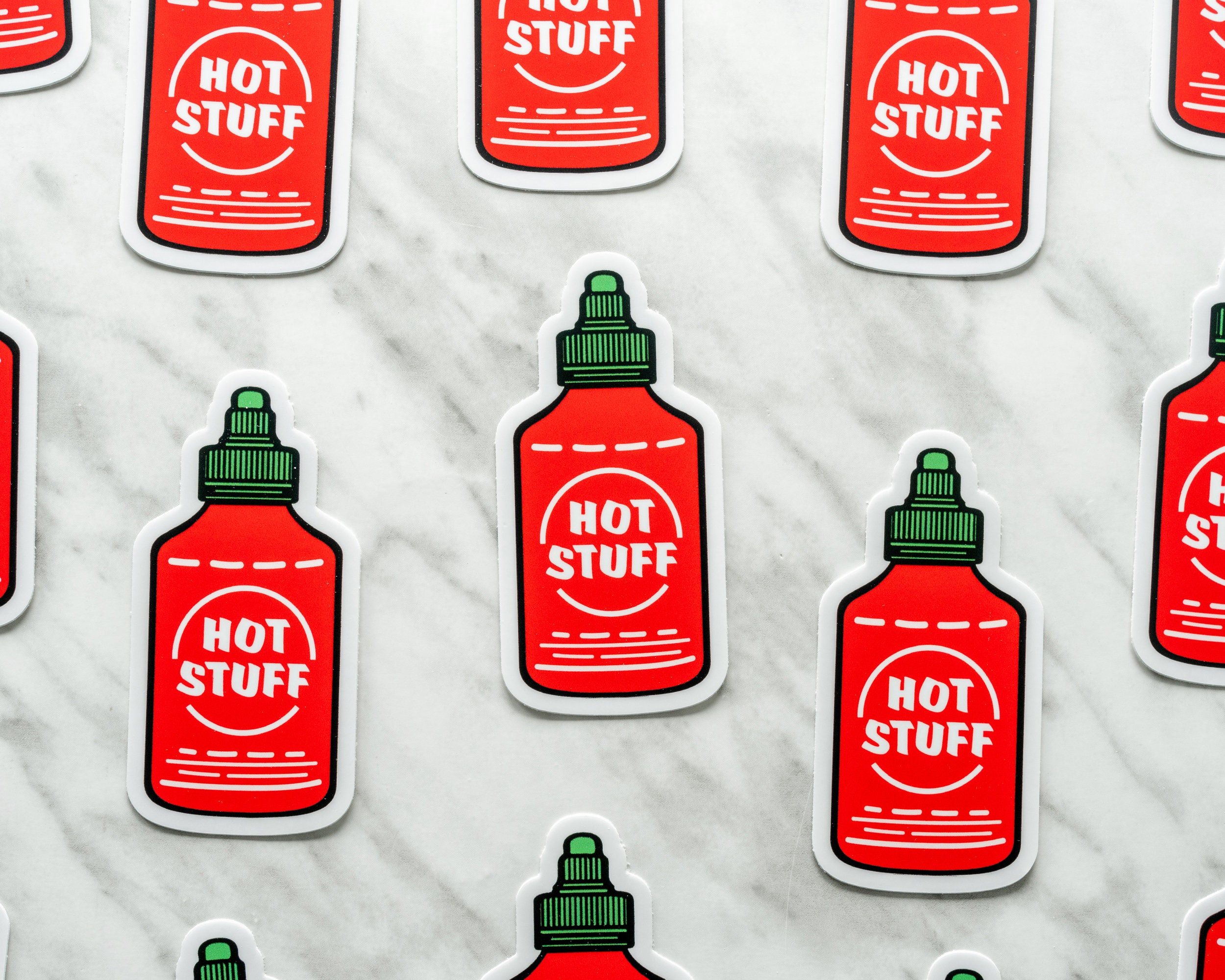 Funny Stickers Sriracha Hot Sauce Stickers Hot Stuff Punny - Etsy
