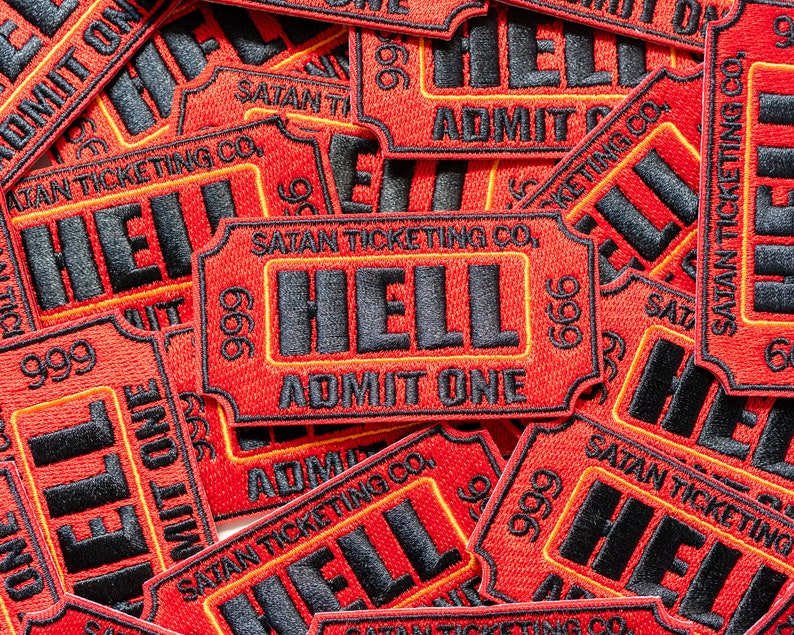 Ticket to Hell Admit One Iron On Embroidered Patches for Denim | Etsy