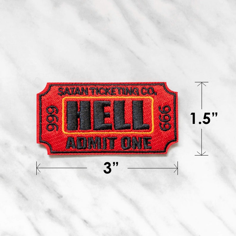 Ticket to Hell Admit One Iron on Embroidered Patches for Denim - Etsy