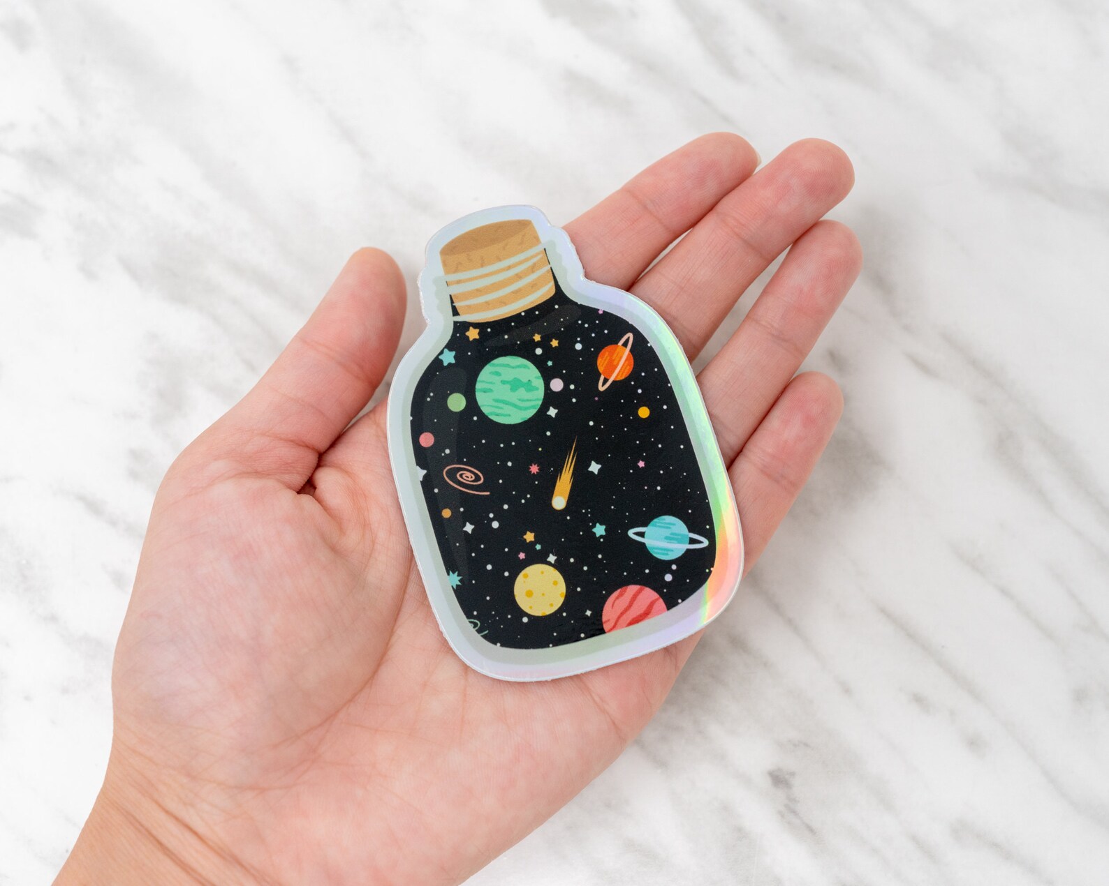 Cute Space Jar Galaxy Holographic Vinyl Stickers Kawaii - Etsy