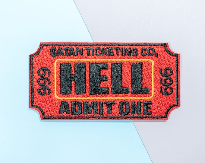 Ticket to Hell Admit One Iron on Embroidered Patches for Denim Jackets Jeans Backpacks Bags ...