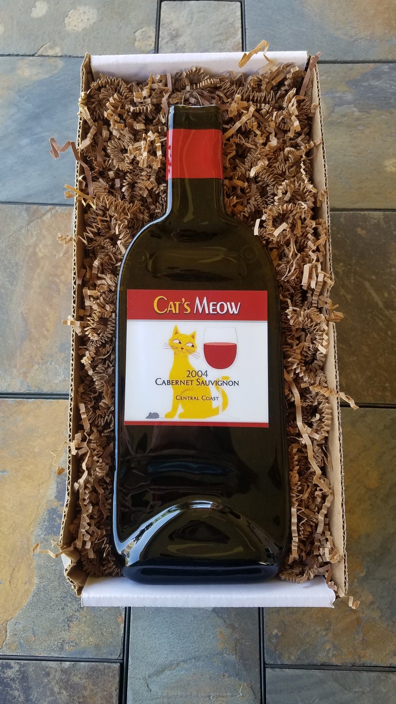 Cat's Meow Cabernet Sauvignon Flattened Wine Bottle - Etsy