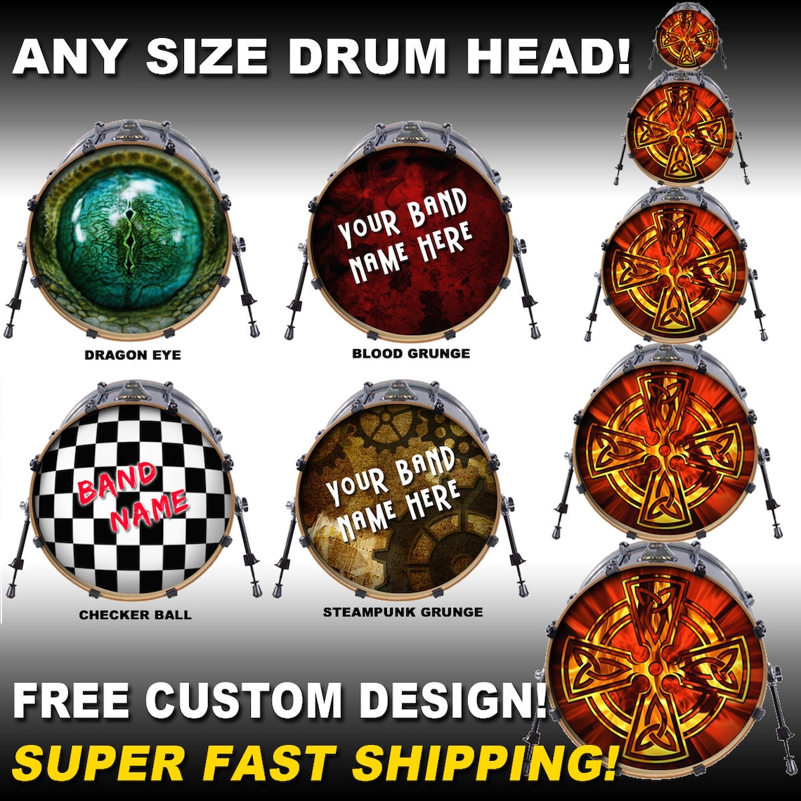 Custom Full Color Bass Drum Decal Vinyl Die Cut Sticker Fits - Etsy
