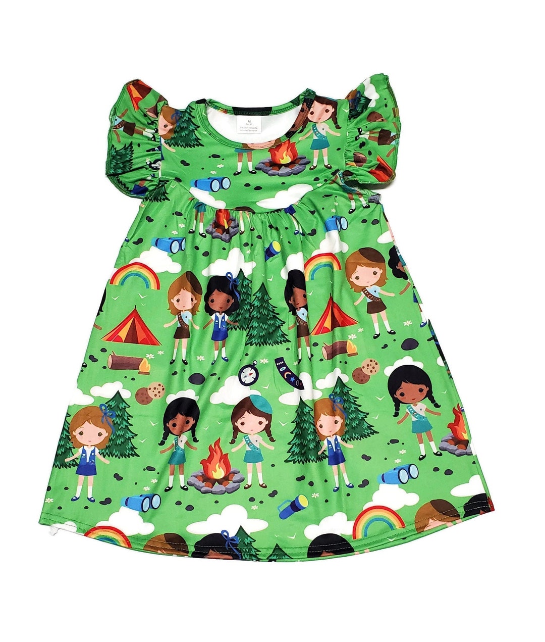 Girl Camping Milk Silk Flutter Dress Etsy