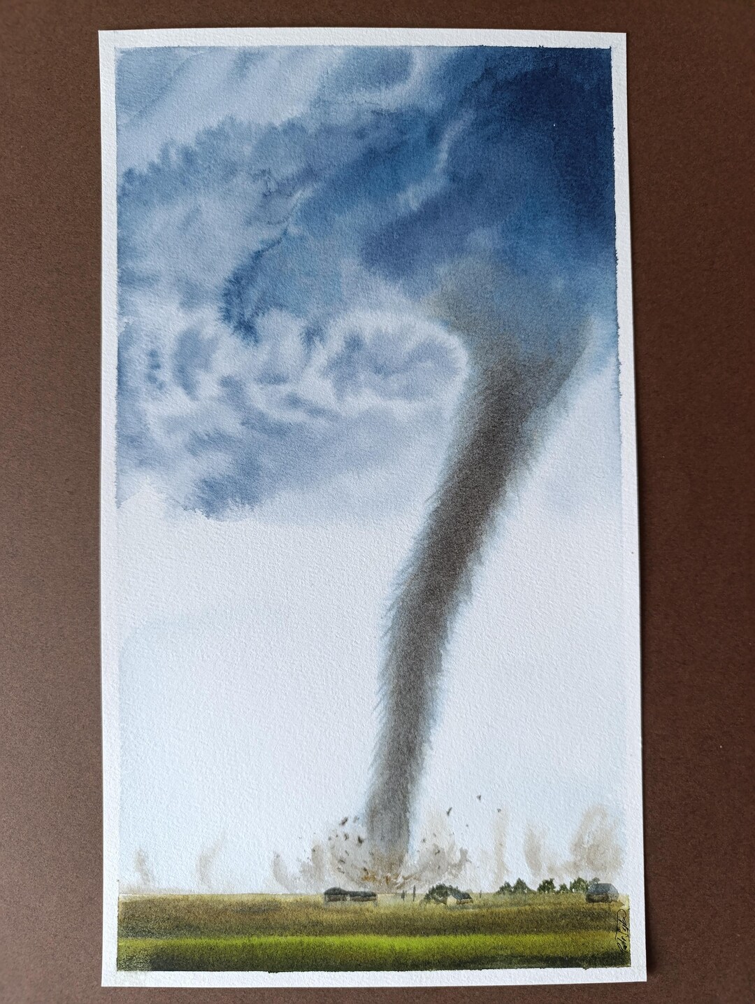 Tornado Painting Original Watercolor Painting of Tornado - Etsy