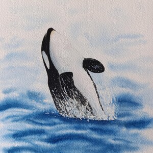Original Watercolor Painting of Orca Whale Wall Art Home Decor - Etsy