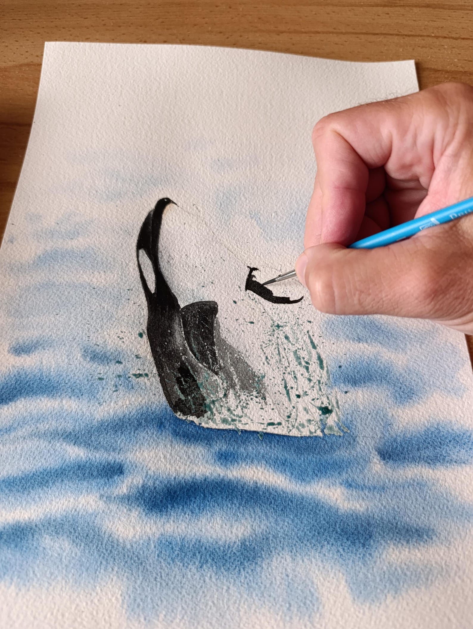 Original Watercolor Painting of Orca Whale Wall Art Home Decor - Etsy