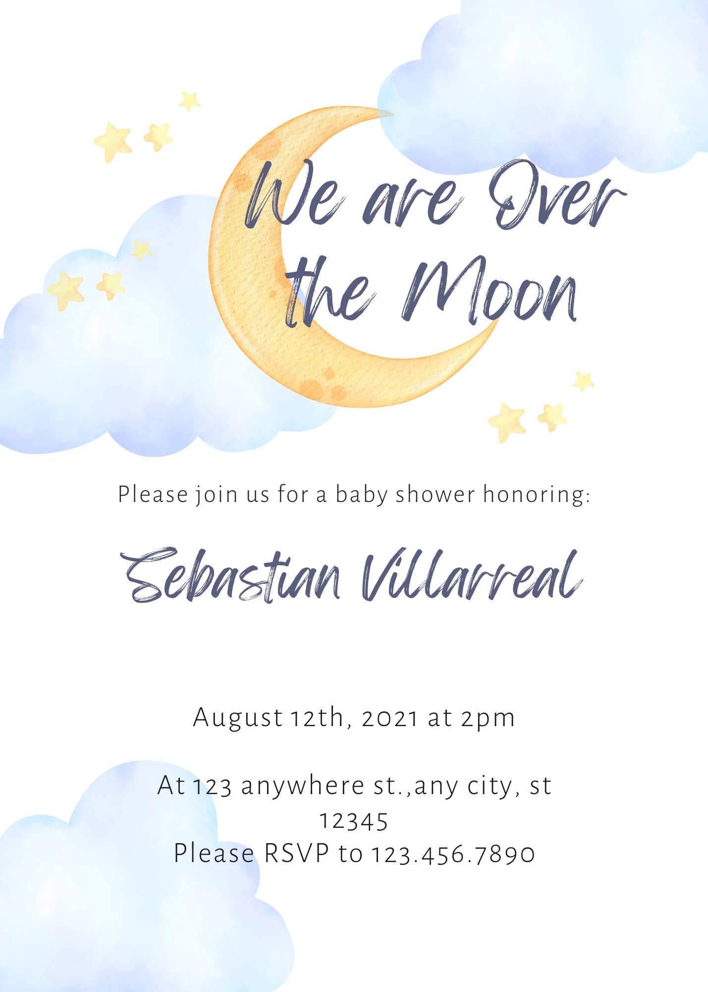 We Are Over the Moon Baby Shower Invitation - Etsy
