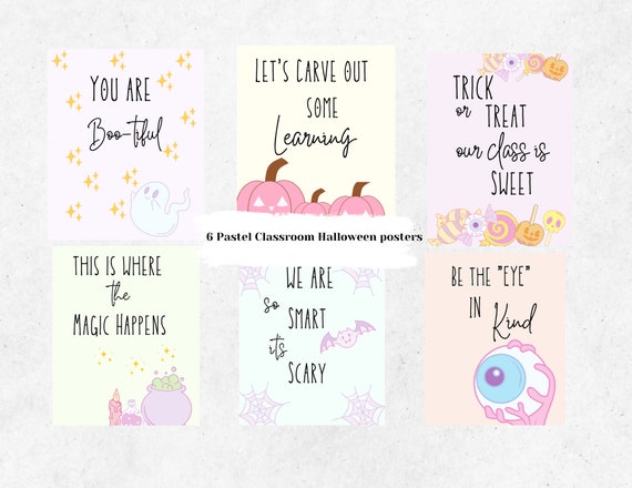 Pastel Halloween Classroom Poster Decor - Etsy