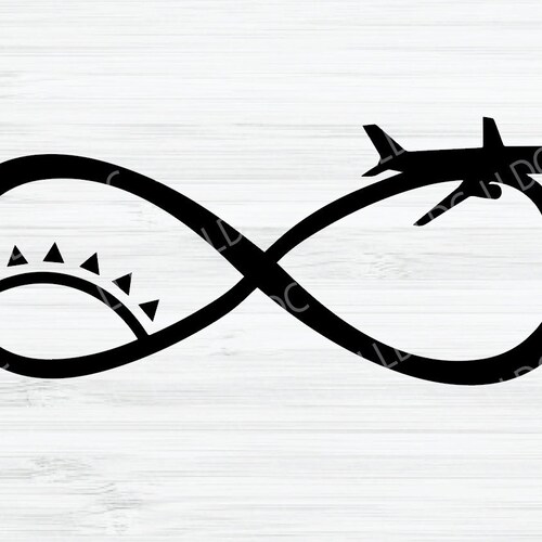 Infinity Sign With Sun and Plane Svg. Flying Airplane Svg. | Etsy
