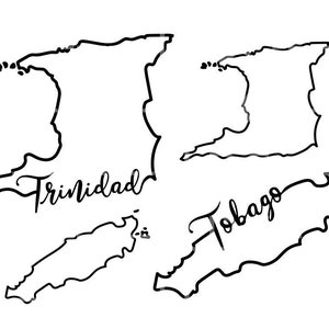 Trinidad and Tobago Outlines SVG/PNG, Trinidad Vector, Trinidad Cursive ...