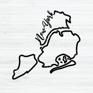 New York Outline SVG. New York Cursive Vector File. New York Design ...
