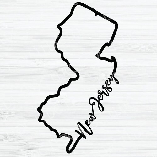 New Jersey Outline SVG. New Jersey Cursive Vector File. New | Etsy