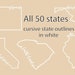 All 50 States Outline PNG Bundle in White, United States Png, US ...